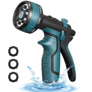 hose nozzle,new upgrade garden hose nozzle,8 adjustable watering patterns hose sprayer nozzle & water hose nozzle, hose sprayer suitable for watering plants/washing cars/showering pets (blue)