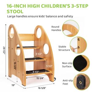 StrongTek Toddler Step Stool for Kitchen and Bathroom, Kids Step Stool for Learning, Toddler Kitchen Stool Helper, and Toddler Standing Tower - 28" High, with Wheels and Handles, 350 lbs Capacity