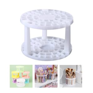 wekunro plastic artist round 50 hole paint brush holder and organizer rack holds, acrylic craft paint and make up brush holder storage organizer, miniature paint rack & marker holder (white 1pcs)