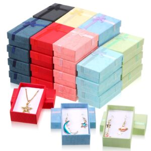 batiyeer jewelry gift boxes set empty jewelry boxes small gift boxes for jewelry cardboard boxes for jewelry packaging with ribbon bowknot for anniversaries weddings birthday, 8 colors (96 pcs)