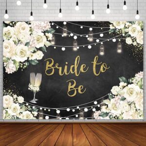 aibiin 10x7ft white floral bride to be backdrop bridal shower party decorations supplies for couples wedding miss to mrs engagement ceremony anniversary chalkboard photography background banner props