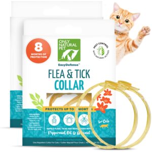 only natural pet easydefense flea & tick cat collar - feline flea collars flea and tick control - pet flea care that protects up to 4 months - for cats (2 pack)