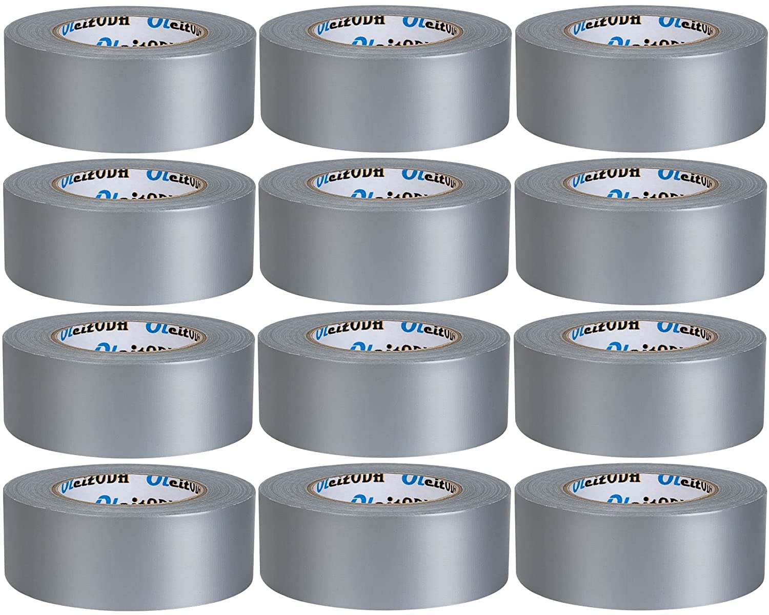 Oleitodh Silver Heavy Duty Duct Tape Bulk 12 Pack -2 inch 60 Yards Each,Strong No Residue, All-Weather, Tear by Hand, Waterproof Gray Tape for Indoor Outdoor Use,Multi Purpose Home Repair