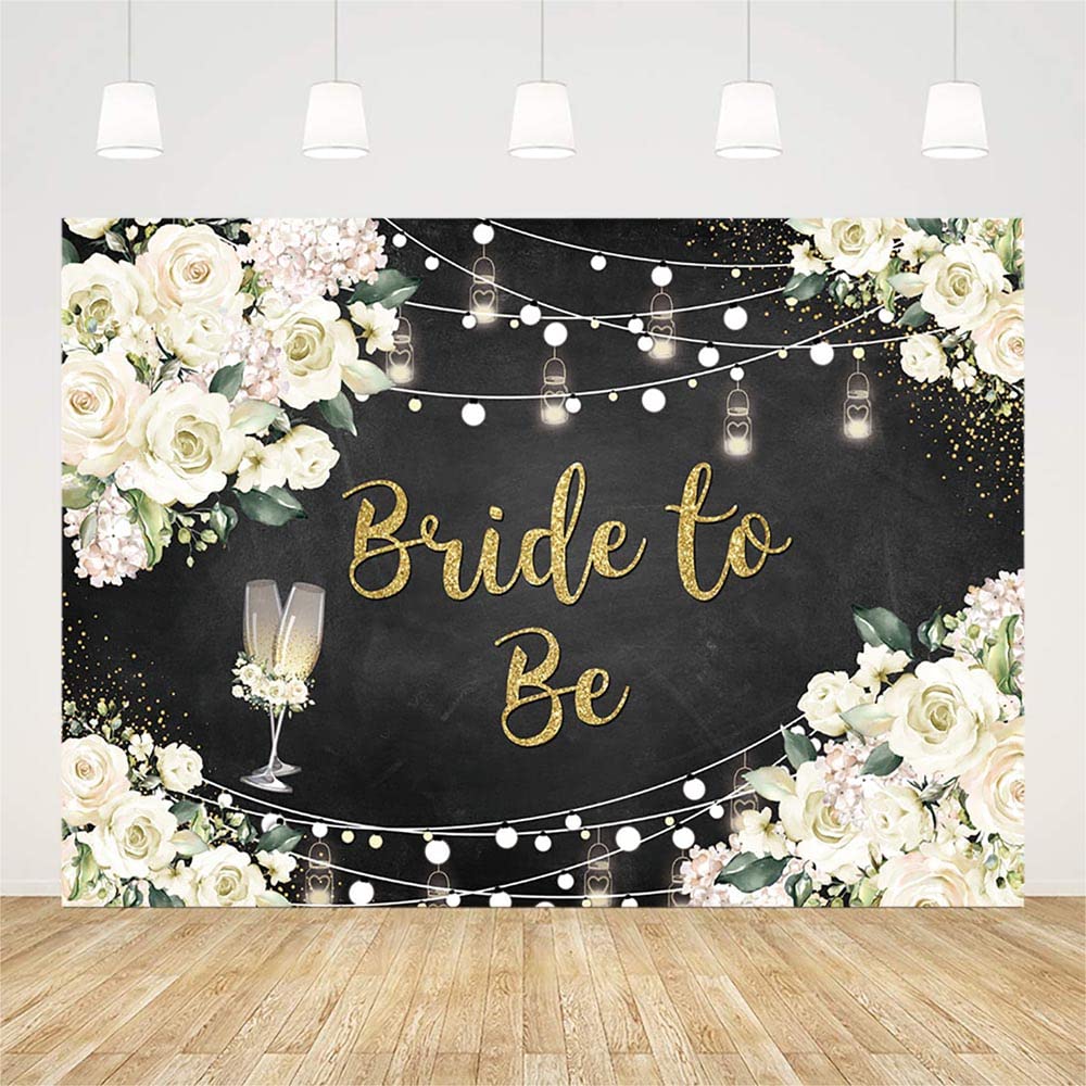 AIBIIN 10x7ft White Floral Bride to Be Backdrop Bridal Shower Party Decorations Supplies for Couples Wedding Miss to Mrs Engagement Ceremony Anniversary Chalkboard Photography Background Banner Props