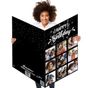 victorystore jumbo custom happy birthday greeting card, 9 photos, 3x4 ft, corrugated plastic, personalized inside text, includes envelope