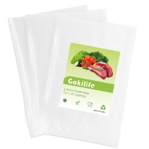 gokilife vacuum sealer bags - 100 pint size 6" x 10" for food saver, commercial grade precut bags with bpa free and heavy duty, seal a meal, great for vac storage, meal prep or sous vide