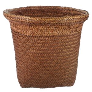 operitacx wicker trash can, seagrass waste basket, boho woven rubbish container, small storage bin, woven laundry basket waste bin organizer