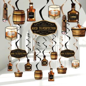 weepa 21 pcs whiskey birthday party decorations for men aged to perfection party supplies whiskey party hanging swirls beer themed party decorations for 30th 40th 50th birthday decorations