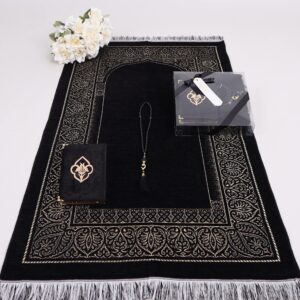 ief muslim prayer rug islamic prayer mat quran prayer beads gift set, ramadan eid gifts, birthday gifts for men, velvet prayer rug arabic quran pearl tasbeeh