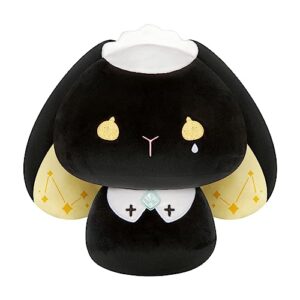 mewaii 8 inch mushroom plush, cute black bunny plush pillow soft plushies squishy throw pillow, rabbit stuffed animals kawaii plush toys decoration gift for girls boys