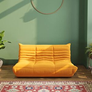 tiflon lazy floor sofa,minimalist sofa couches,teddy velvet loveseat sofa,fireside chair,tatami sofa,corner relax sofa couch for living room bedroom salon office (yellow, 2seat)