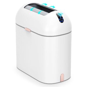 touchless bathroom trash can with butterfly lid, 2.5 gallon waterproof trash bin, motion sensor garbage can for office, kitchen, bedroom, toilet narrow seam