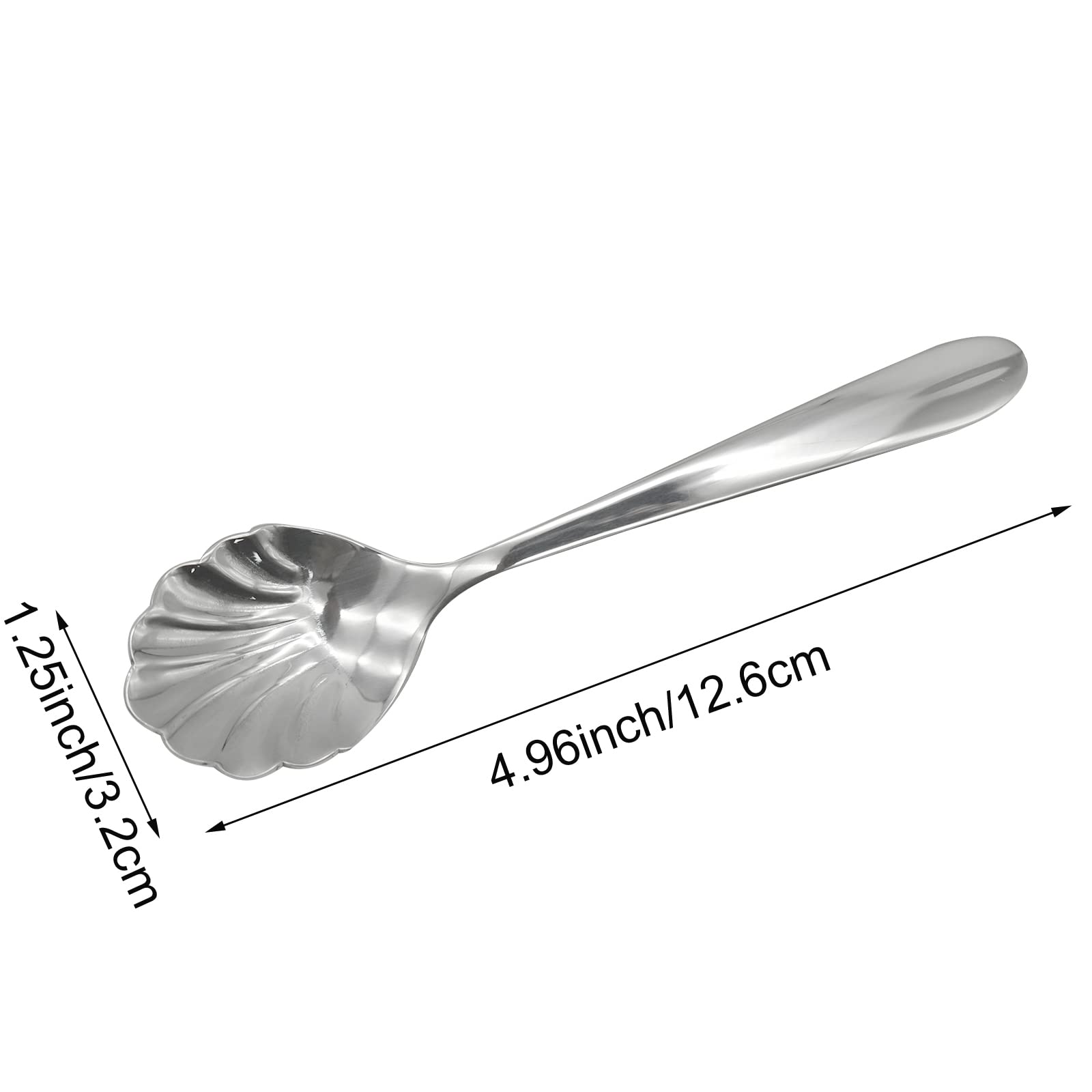 Pinenjoy 6Pcs Shell Spoons 18/10(304) Stainless Stell Scalloped Shape Spoon 4.96inch Vintage Sugar Spoon for Stirring Coffee Tea Espresso Cappuccino Demitasse Yogurt Dessert