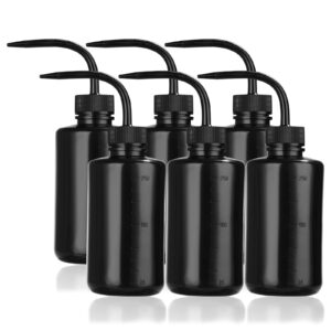 abuff 6pcs 250ml tattoo wash bottle 8oz narrow mouth squeeze bottle safety rinse bottle, lash water bottle squeezer washing bottle for medical lab tattoo supplies irrigation wash plant (black)