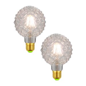 vicflora g95 led pineapple bulb retro edison lamp 4w 2700k warm white light not dimmable 40w equivalent clear glass lamp, e26 base, suitable for bedrooms, restaurants, cafes, pack of 2