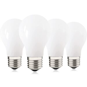 lumilect dimmable milky led a19 light bulb, 25 watt equivalent led bulbs, efficient 2w, 3000k soft white e26 edison medium screw bulbs for home bedroom kitchen living room office lamp - 4 pack