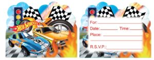 leowest 20pcs hot wheels birthday invitations,hot wheels party invitations birthday party supplies decoration (invitations20pcs)