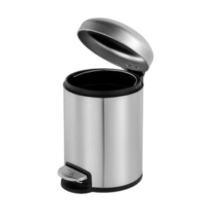 veelesa 1.32 gal./5 liter stainless steel round step-on bathroom and office kitchen trash can