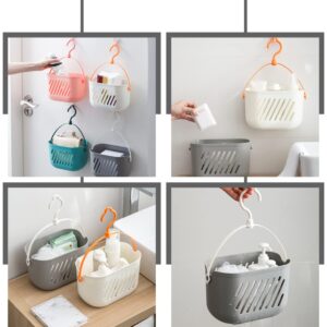 DOITOOL 2Pcs Hanging Shower Plastic Hanging Shower Baskets Portable Kitchen Organizer Storage Basket with Hook for Home Grey