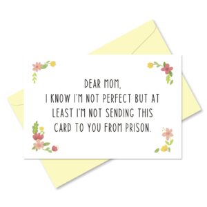 arsagen humorous mother's day card, at least not from prison card, funny birthday card for mom from son daughter