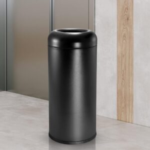 beamnova commercial trash can,60l large capacity baking paint craft matte black stainless steel trash can outdoo indoor garbage enclosure with lid inside cabinet industrial waste container