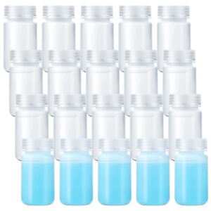 pinkunn 20 pcs plastic sample bottles 4oz/ 125ml laboratory grade polypropylene wide mouth reagent bottles clear liquids storage bottles with lids leak proof containers for lab classroom