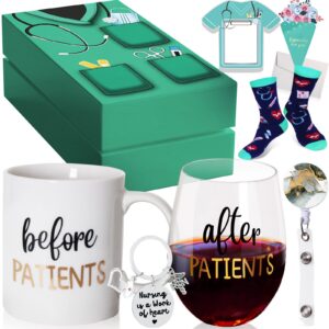 before patients, after patients 11 oz coffee mug and 15 oz stemless wine glass set gifts idea for nurses, doctors, hygienists, assistants, physician, dentists, nurses' week birthday graduation gifts