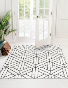 unique loom matrix trellis collection area rug - motif (7' 1" square, white/ gray)