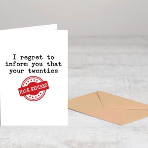 Funny 30th Birthday Card - Joke Card For Someone Who Is Turning 30 Years Old - Original And Unique Present Idea For Family - Friends Or A Co-Worker. - I Regret To Twenties