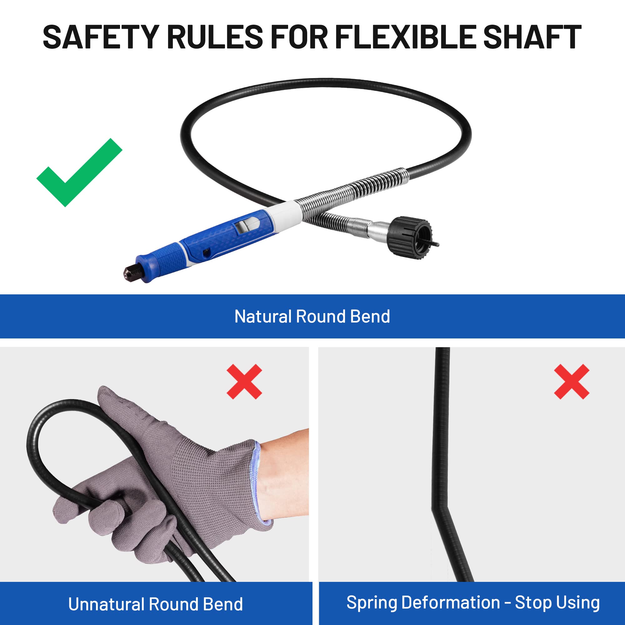 APEXFORGE MA1 Flex Shaft Rotary Tool Attachment, Quick Accessory Change, 1/8 Chucks & 36” Long Cable, Compatible with Most Rotary Tools, Ideal for Engraving, Carving, Polishing, Cleaning, Drilling