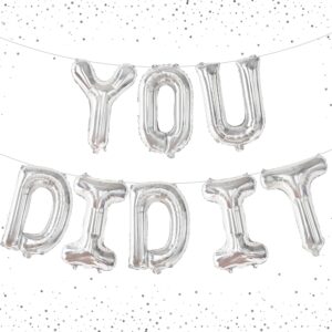 katchon, silver you did it balloons - 16 inch | you did it banner for graduation decorations class of 2024 | you did it balloons banner, graduation balloons class of 2024 | graduation foil balloons