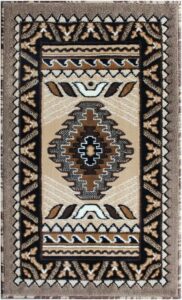 yhsf south west native american area rug d143 - easy clean, thick, soft, durable tribal indian inspired kingdom design runner rug for bedroom/living room and more - berber, 2 feet x 3 feet 4 in