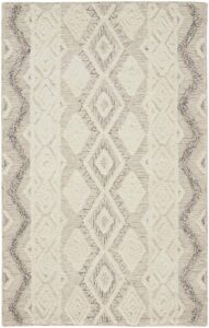 8' x 10' ivory taupe and gray wool geometric tufted handmade stain resistant area rug