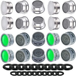 faucet aerator with gasket flow restrictor insert bathroom faucet aerator replacement parts 10 pcs stainless steel (2.2 gpm) and 10 pcs green (1.5 gpm)