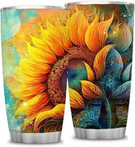 athand sunflower gifts for women,sunflower water bottle,sunflower tumbler,sunflower cup,sunflower mug- 20 oz insulated tumblers with lid - inspirational gift for women,girls