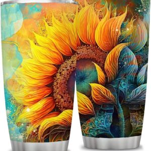 ATHAND Sunflower Gifts for Women,Sunflower Water Bottle,Sunflower Tumbler,Sunflower Cup,Sunflower Mug- 20 Oz Insulated Tumblers with Lid - Inspirational Gift for Women,Girls