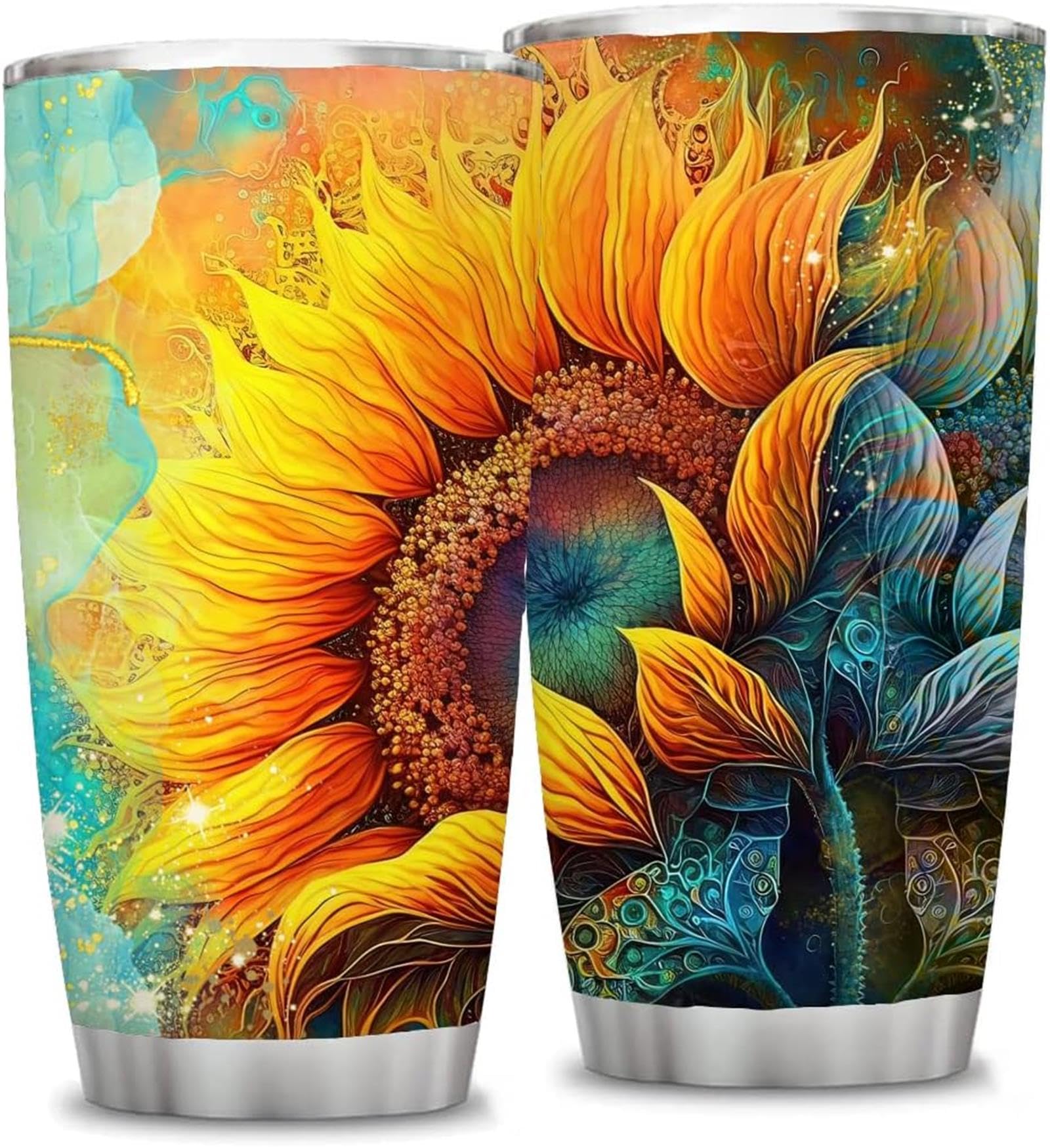 ATHAND Sunflower Gifts for Women,Sunflower Water Bottle,Sunflower Tumbler,Sunflower Cup,Sunflower Mug- 20 Oz Insulated Tumblers with Lid - Inspirational Gift for Women,Girls