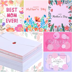 taobary 100 pcs happy mother's day cards assorted blank mother's day greeting cards notecards bulk floral small note card with envelopes and stickers for mom present birthday, 4 x 6 inch, 10 designs