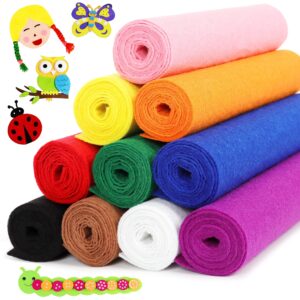 large stiff felt sheets bundle: lotofun 10pcs 8x35inch assorted rainbow color felts sheet for kids crafts squares nonwoven patchwork diy sewing