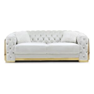 glory furniture lexi 19" h velvet sofa with cushion in ivory/gold