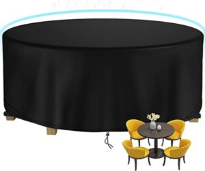 round patio table cover waterproof, 85" diax27.9" h heavy duty oxford fabric outdoor patio furniture cover patio table chair set covers for garden round table dining set, black