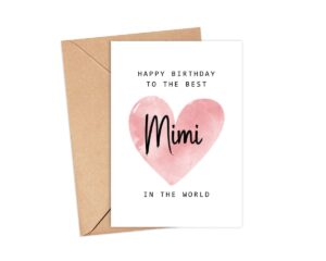 happy birthday to the best mimi in the world card - mimi birthday card - mimi card - mother's day gift - happy birthday card happy birthday mom