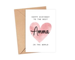 happy birthday to the best amma in the world card - amma birthday card - amma card - mother's day gift - happy birthday card happy birthday mom