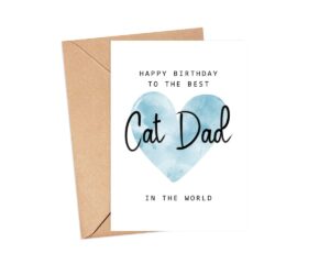 moltdesigns happy birthday to the best cat dad in the world card - cat dad birthday card - cat dad card - father's day gift - happy birthday card