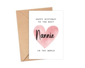 happy birthday to the best nannie in the world card - nannie birthday card - nannie card - mother's day gift - happy birthday card happy birthday mom