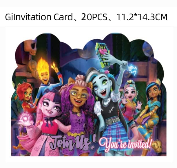 NINIMBLE 20pcs monster high Birthday Party Invitations,monster high Invitations Birthday Party Supplies Decoration (1)