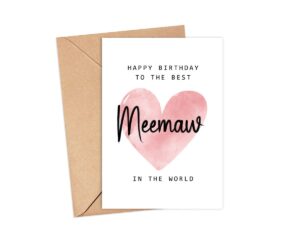 happy birthday to the best meemaw in the world card - meemaw birthday card - meemaw card - mother's day gift - happy birthday card happy birthday mom