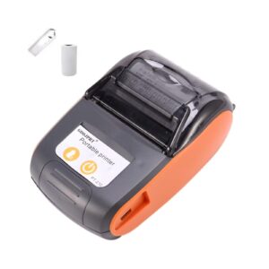 bluetooth thermal receipt printer 58mm,wireless portable mini pocket invoice bill ticket pos printer for small business, compatible with android/windows/linux,not for ios/mac/ipad (orange color)