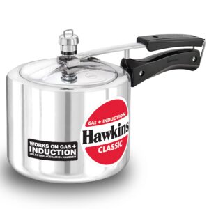 hawkins 3 litre classic pressure cooker, induction inner lid cooker, tall design pan cooker, best cooker, silver (icl3t)