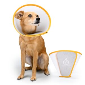 animal ortho care pet cone e-collar | dog cone, recovery cone for dogs after surgery, lightweight, comfortable & durable, easy-to-clean, soft microfiber lining - large